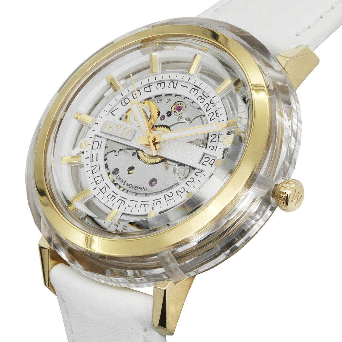 Sapphire Crystal Case Watch Gold / White – WTIF